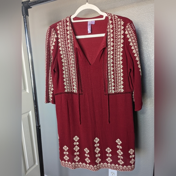 Alya | Dresses | Alya Burgundy Embroidered Dress | Poshmark